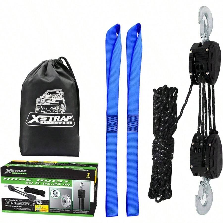 Rope Hoist 50 Feet Block And Tackle Pulley System Lifting Heavy Objects ...