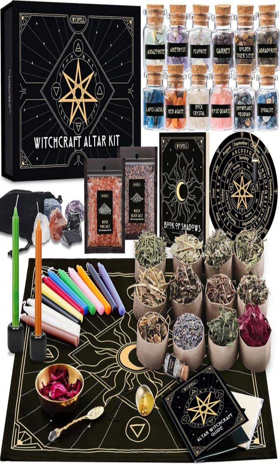 Kit de brujería grande Wyspell 77 piezas - Juego de altar de bruja ...