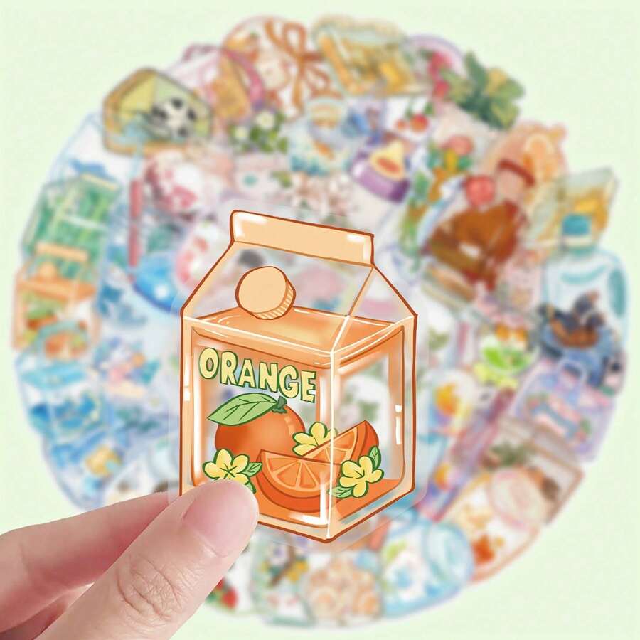 50 Cartoon Transparent Object Graffiti Stickers, Computer Water Bottle ...