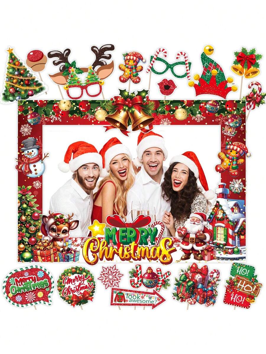 1pc Christmas Photo Booth Props Christmas Party Supplies Selfie Holiday ...