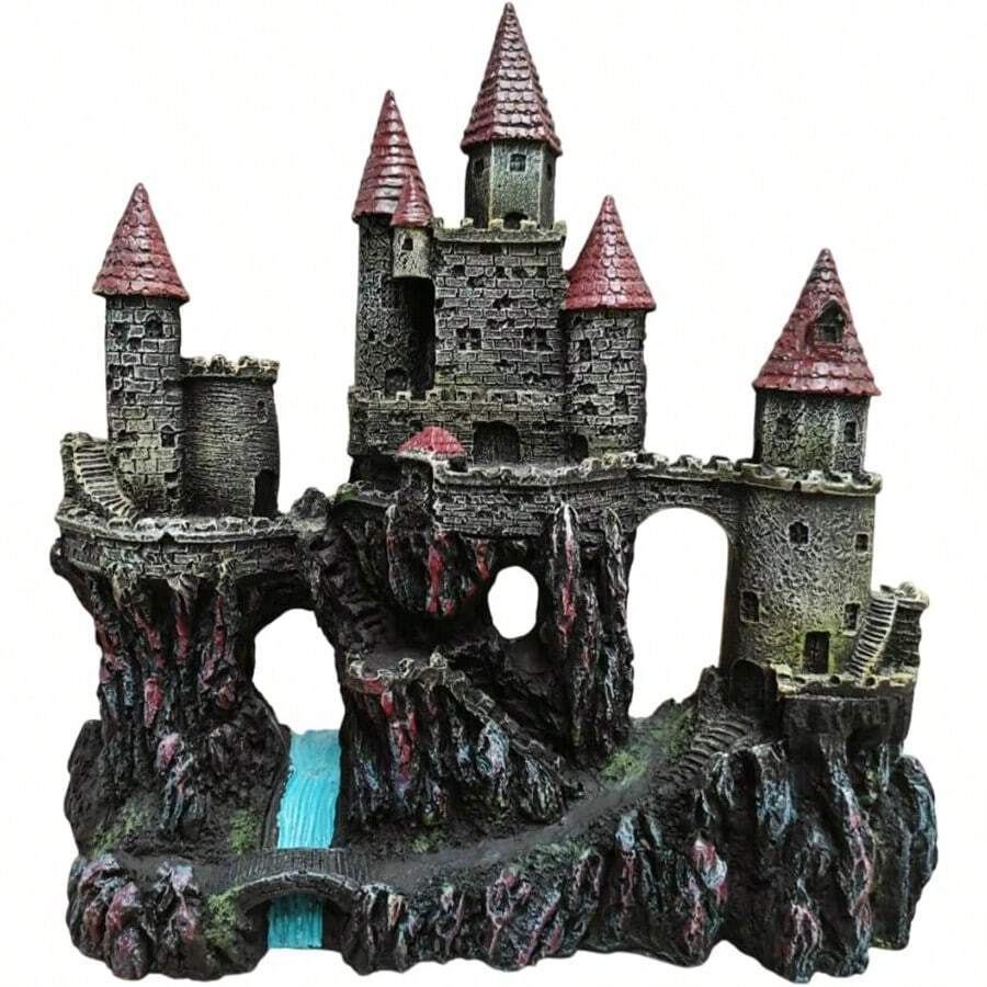 Resin Aquarium Castle Decoration 8.66x3.15x9.84 Inch Large Fish Tank ...