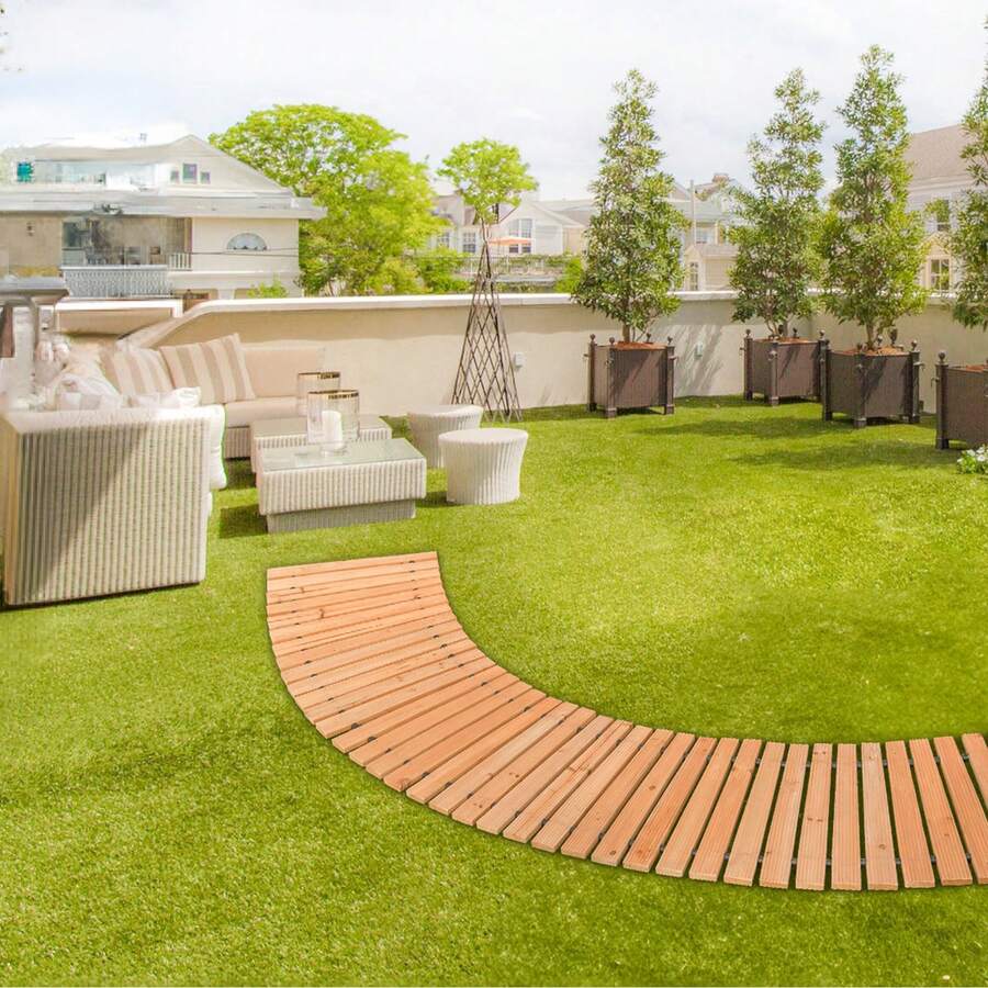 Wooden Garden Pathway, 7 Ft X 17 In, Non-Slip Curved Garden Walkway ...