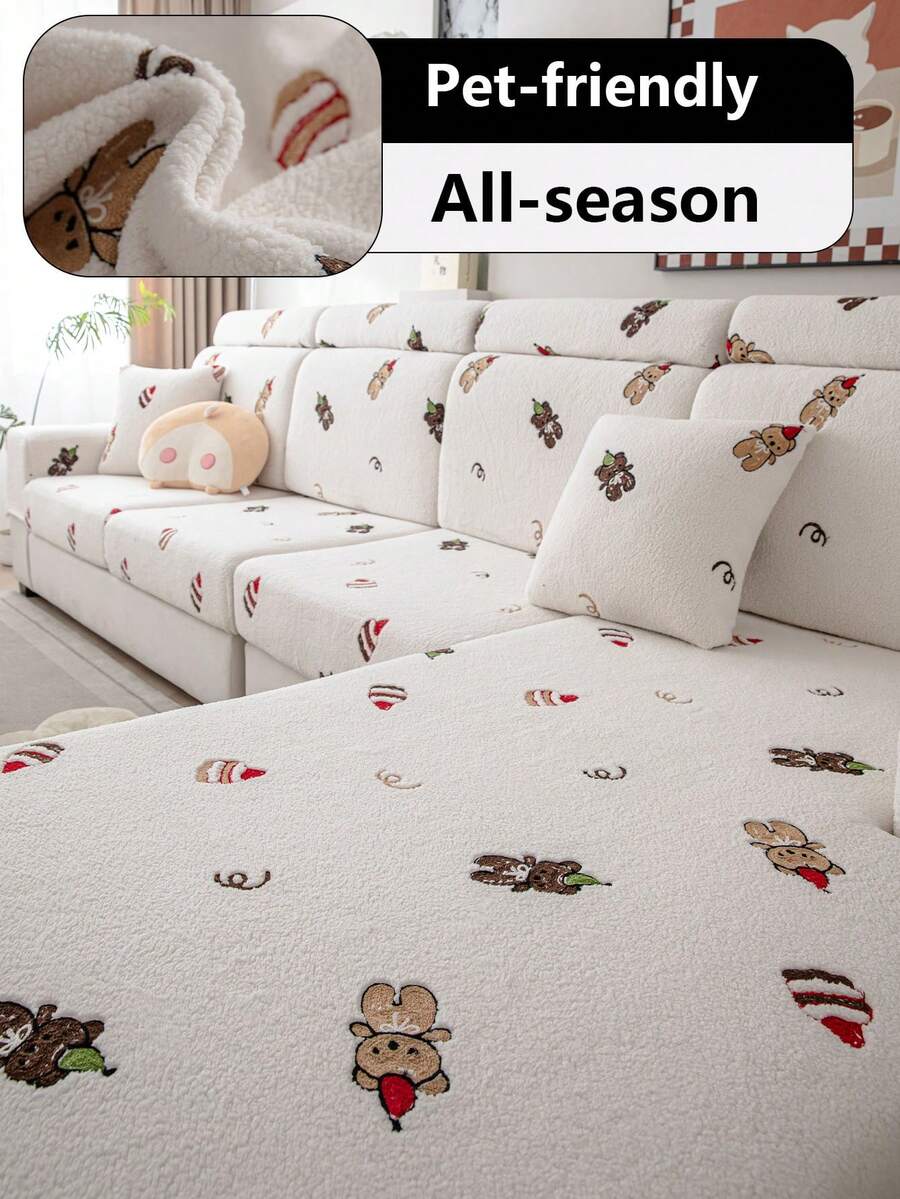 1pc Modern Simple Cake Bear Design, Universal Stretch Sofa Cover, Pet ...