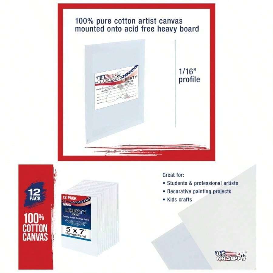 US 5 X Inch Professional Artist Quality Canvas Panels 12 - Pack 1 Full ...