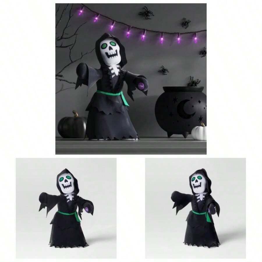 11.5 Animated Plush Ghoul Halloween Decorative Prop Black Spooky Fun ...