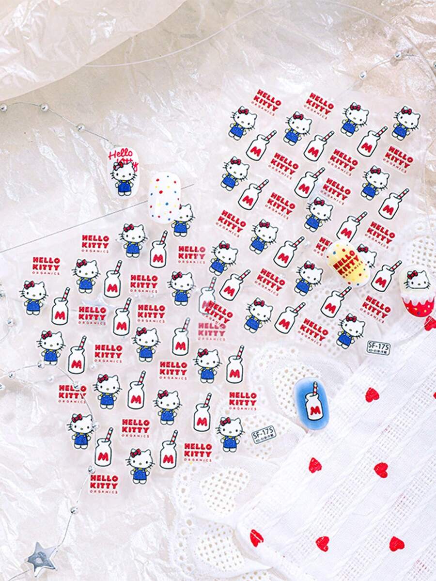Milch Hello Kitty 3D Nagel Aufkleber 3D Relief Hello Kitty Aufkleber Handyhüllen Computer ...