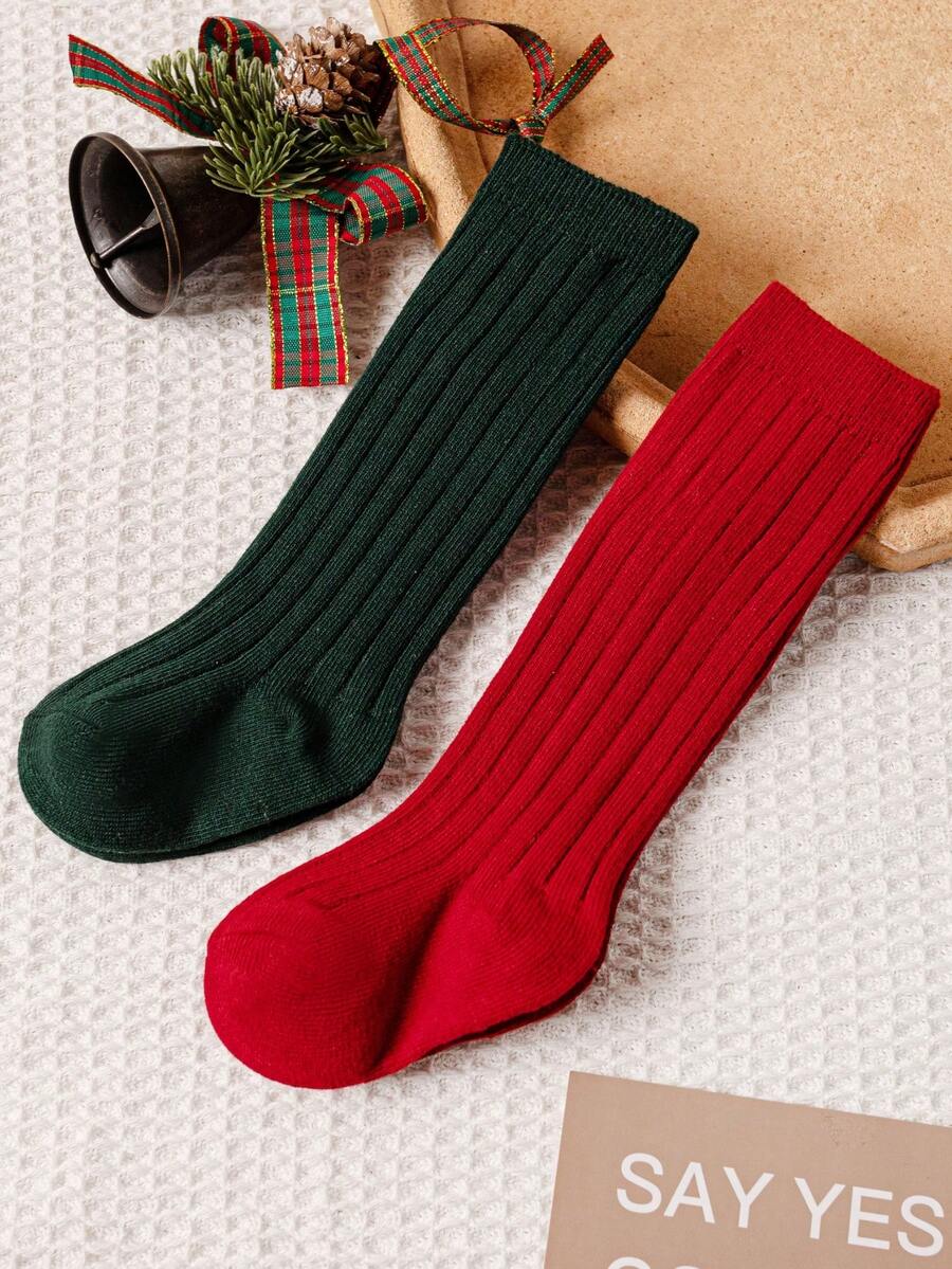 2Pairs/Lot Baby Knee High Socks Kids Christmas Girls Boys Soft Long ...