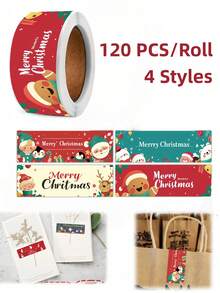 1Roll 120 Sheets Christmas Stickers, Christmas Gift Labels, Self ...