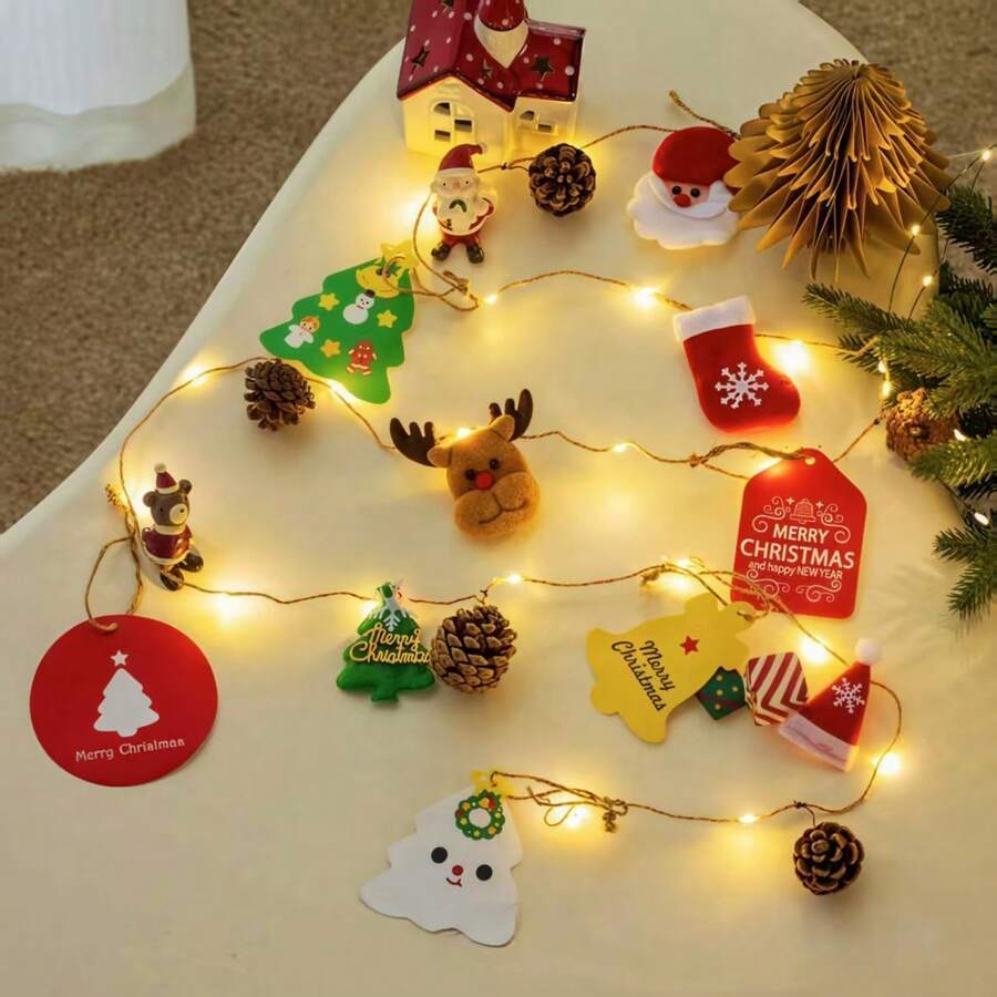 2m 20-Light Christmas Plush String Lights (Santa Claus/Snowman/Reindeer ...