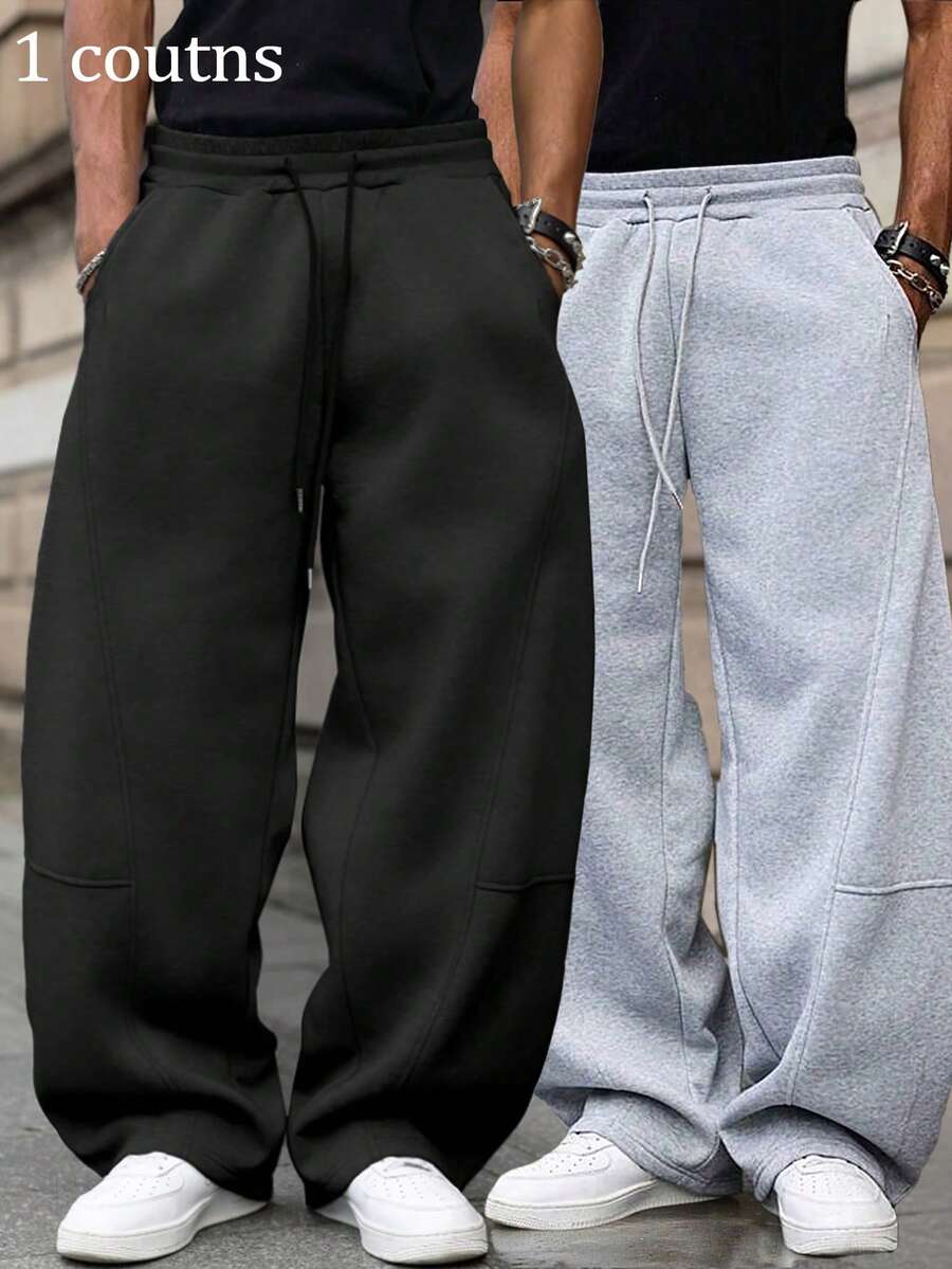 Pantalones anchos y sueltos para hombres, diseño de unicolor con ...