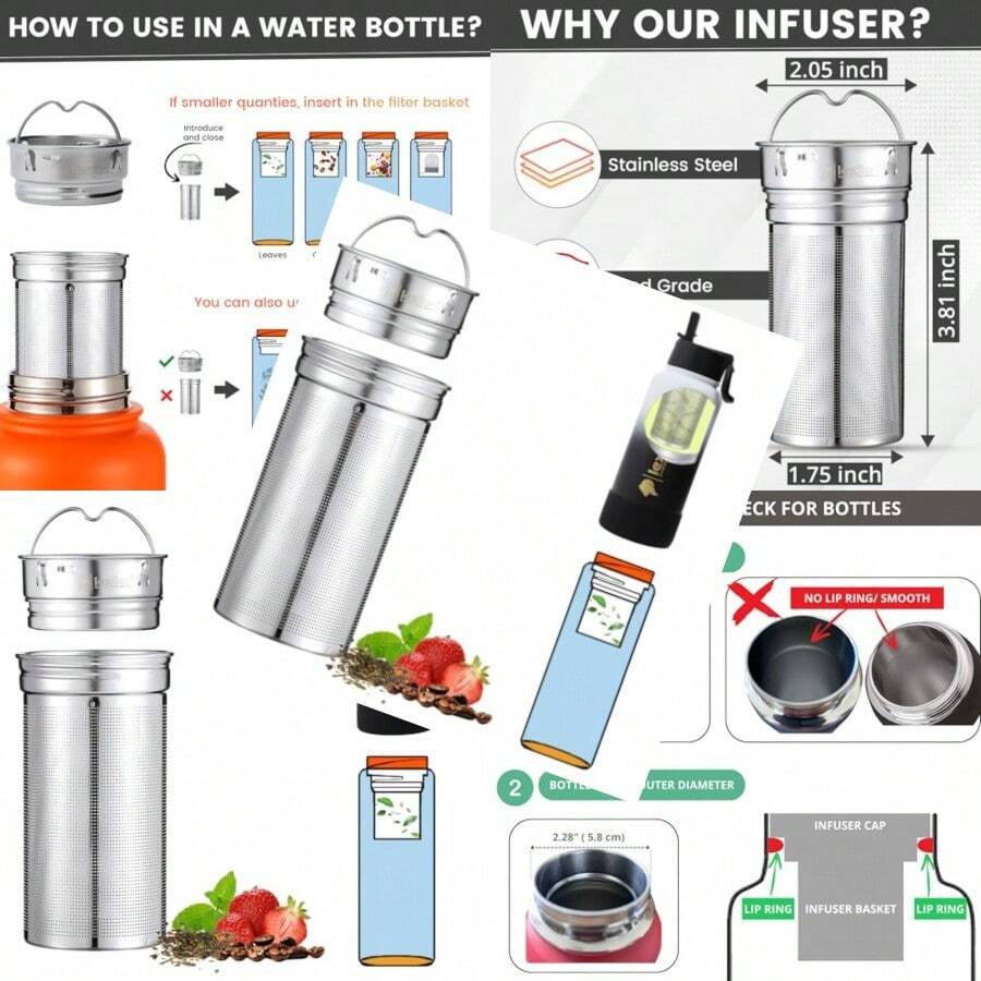 Water Bottle Tea Infuser For Loose Leaf Tea - Reusable And Portable ...