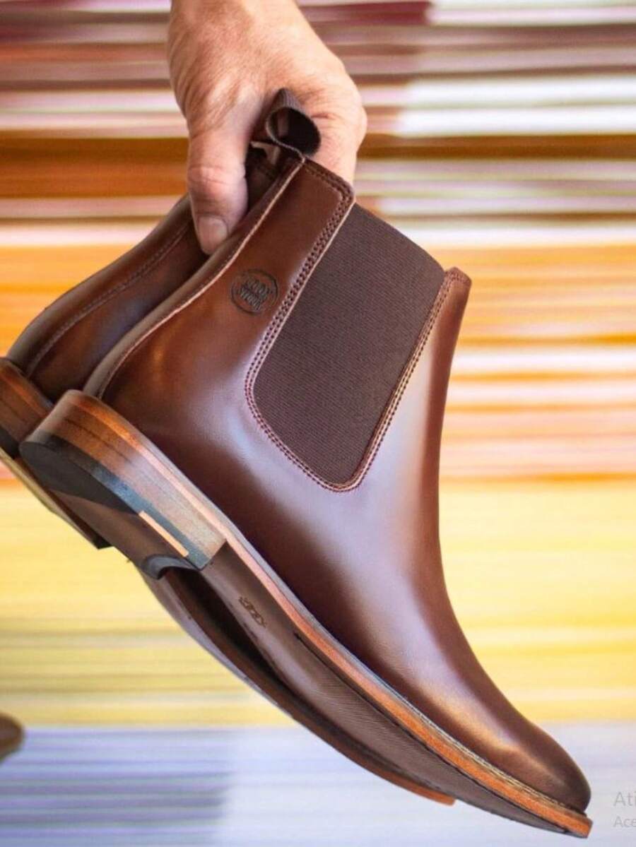 Men's Chelsea Boots Leather Look Stock Brown Black Style | aktuelle ...