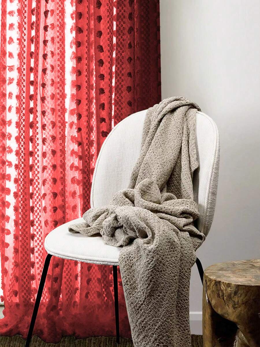 1 Stück Jacquard Pompons Boho gestreifter Leinen Vorhangstoff ...