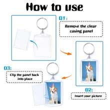 30 Pcs Acrylic Photo Frame Keyring,2.16 X 1.5 Inch/5.5 X 4 Cm ...