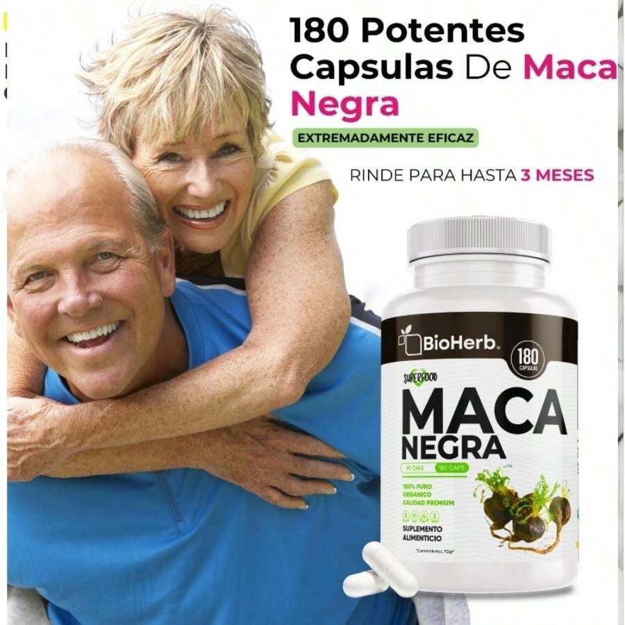 Maca Negra Pura Extremadamente Eficaz 180 Capsulas 500mg Para 90 Dias ...