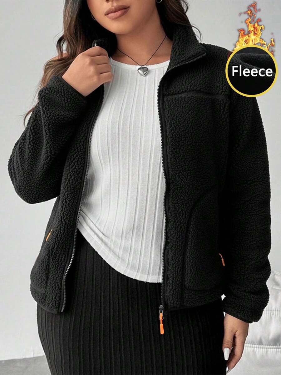 Women's Thermal Lined Jacket Zip Up Long Sleeve Casual Outerwear ...