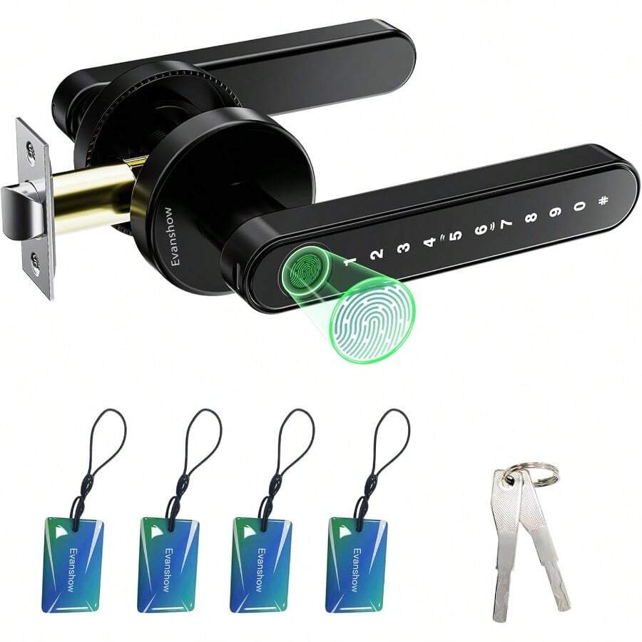 Fingerprint Door Lock Biometric Door Knob With Keypad Keyless Entry ...