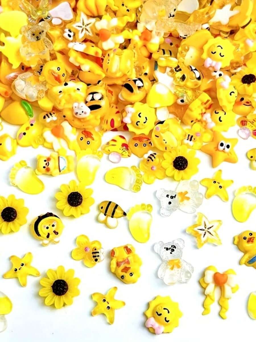50/100 Stücke Set Schleim Dekor Cartoon Dekor süßes Set - gelber Bär ...