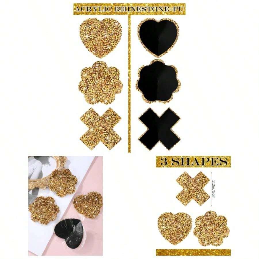 3 Pairs Pasties Sticky Bra Reusable Pasty Breast Covers Waterproof Boob ...