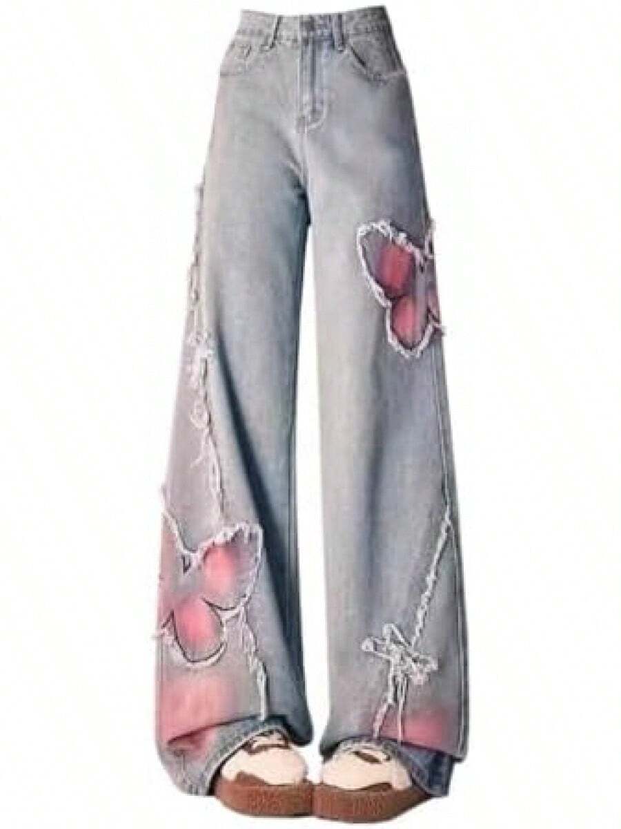 Emo Pants Emo Clothes Y2k Butterfly Pants Gothic Baggy Goth Cargo Jeans ...