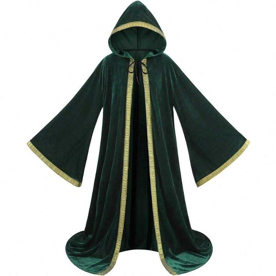 Wizard Robe Cloak With Hood Men Women Renaissae Costume Medieval Velvet ...
