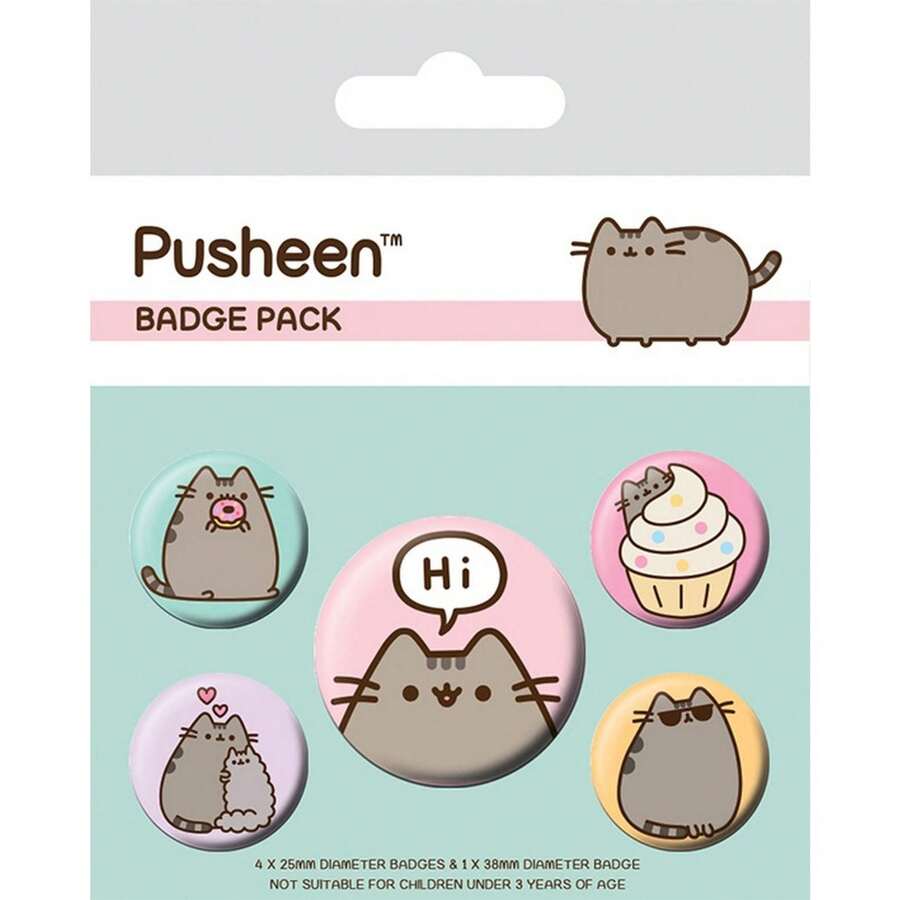 Pusheen Says Hi Badge Set (Pack Of 5) (Multicoloured) - 100% Mixed - (PM125) | Mode de Mujer ...