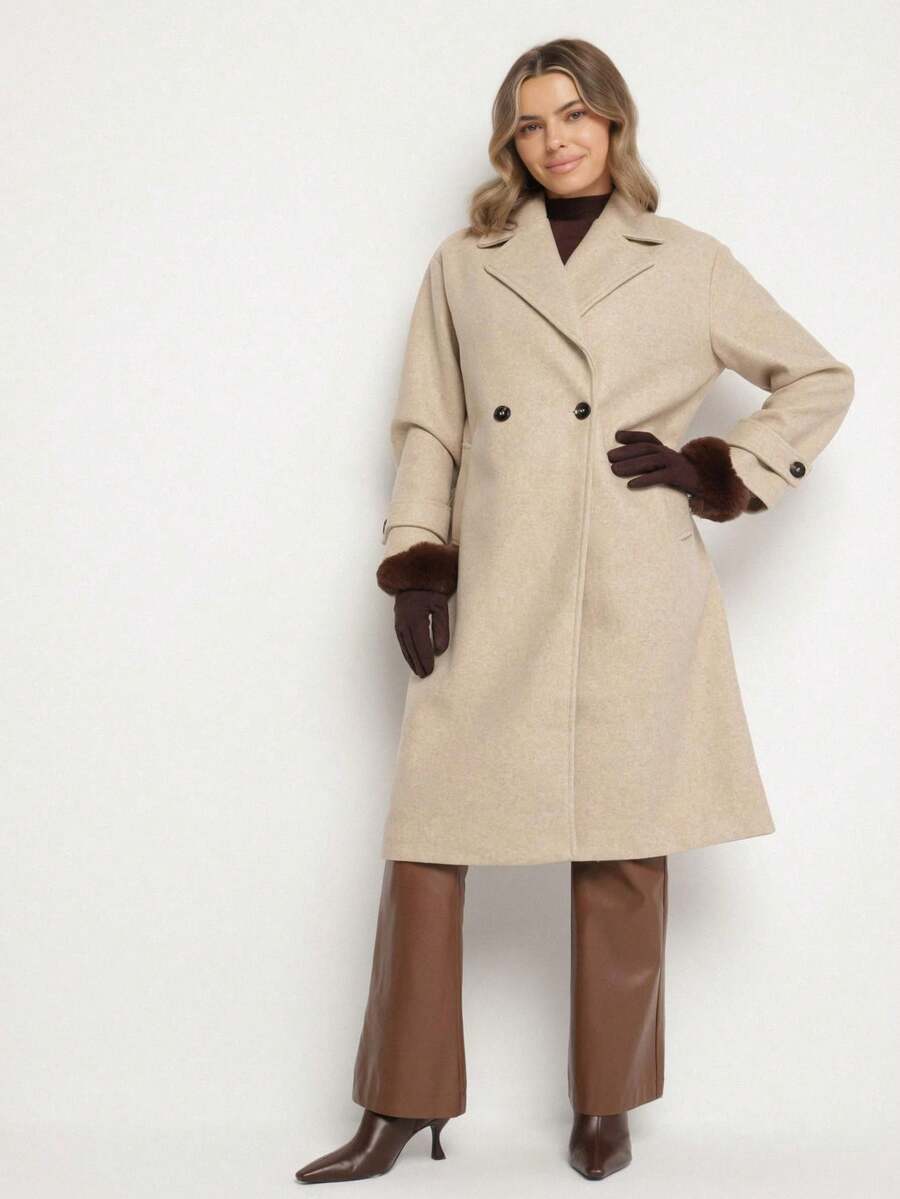 Double-Breasted Oversize Wool And Viscose Coat In An Elegant Style ...