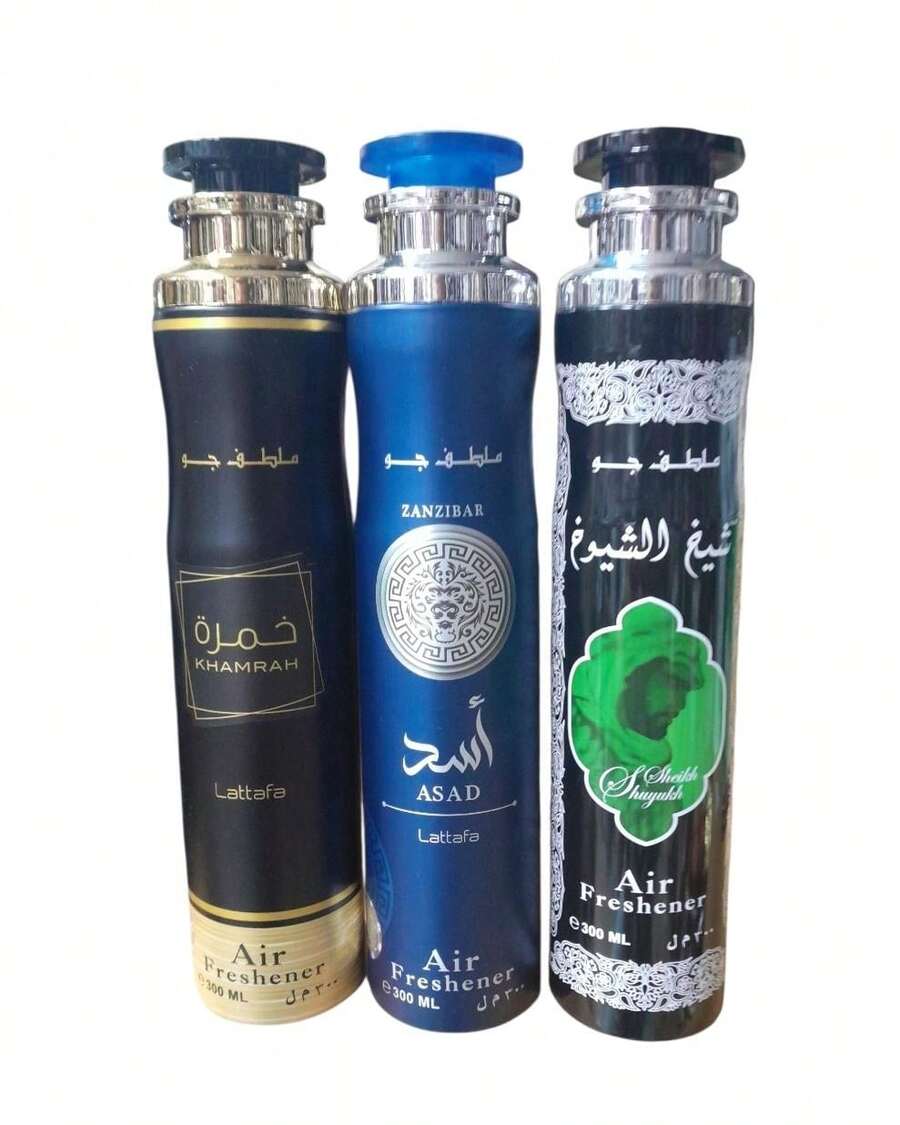 Lattafa Pack 3 UNIDADES - AMBIENTADORES ARABES - KHAMRAH NEGRO , ASAD ...