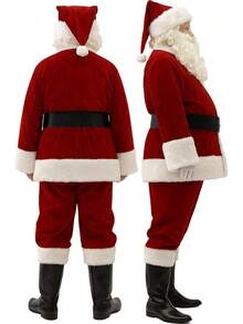 Men's Deluxe Santa Suit 11pcs. Christmas Ultra Velvet Adult Santa Claus ...