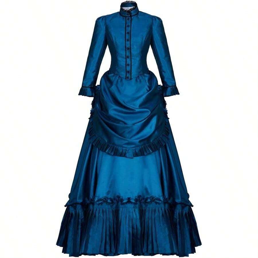 Women's Ghosts Hetty Cosplay Costume Blue Victorian Ball Gown Lady ...