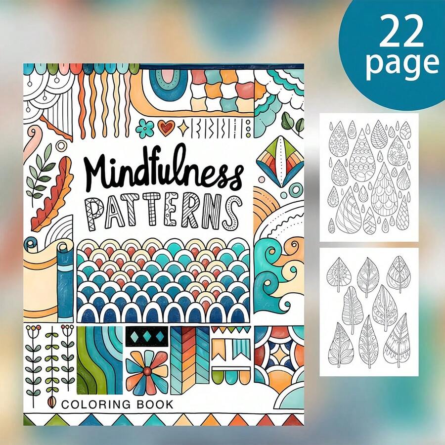 Deluxe 22-Page Mindfulness Patterns Coloring Book - Mixed Color Paper ...