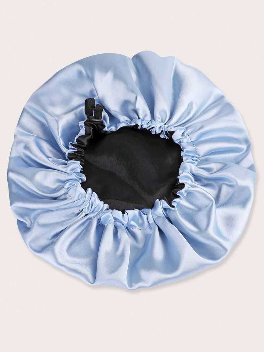 1pc Women's Solid Colored Double-Layered Satin Bonnet Adjustable ...