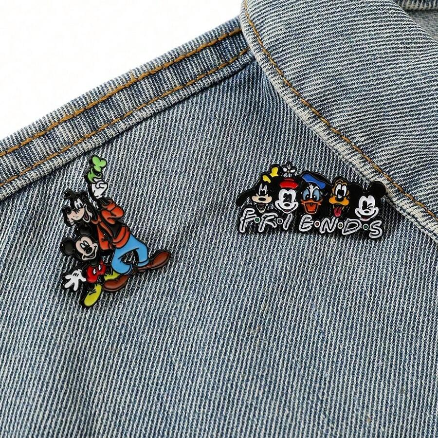 Disney 1/2 Pcs Mickey & Goofy Spoof Brooch Individuality Fashion Enamel ...