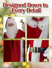 Men's Deluxe Santa Suit 11pcs. Christmas Ultra Velvet Adult Santa Claus ...