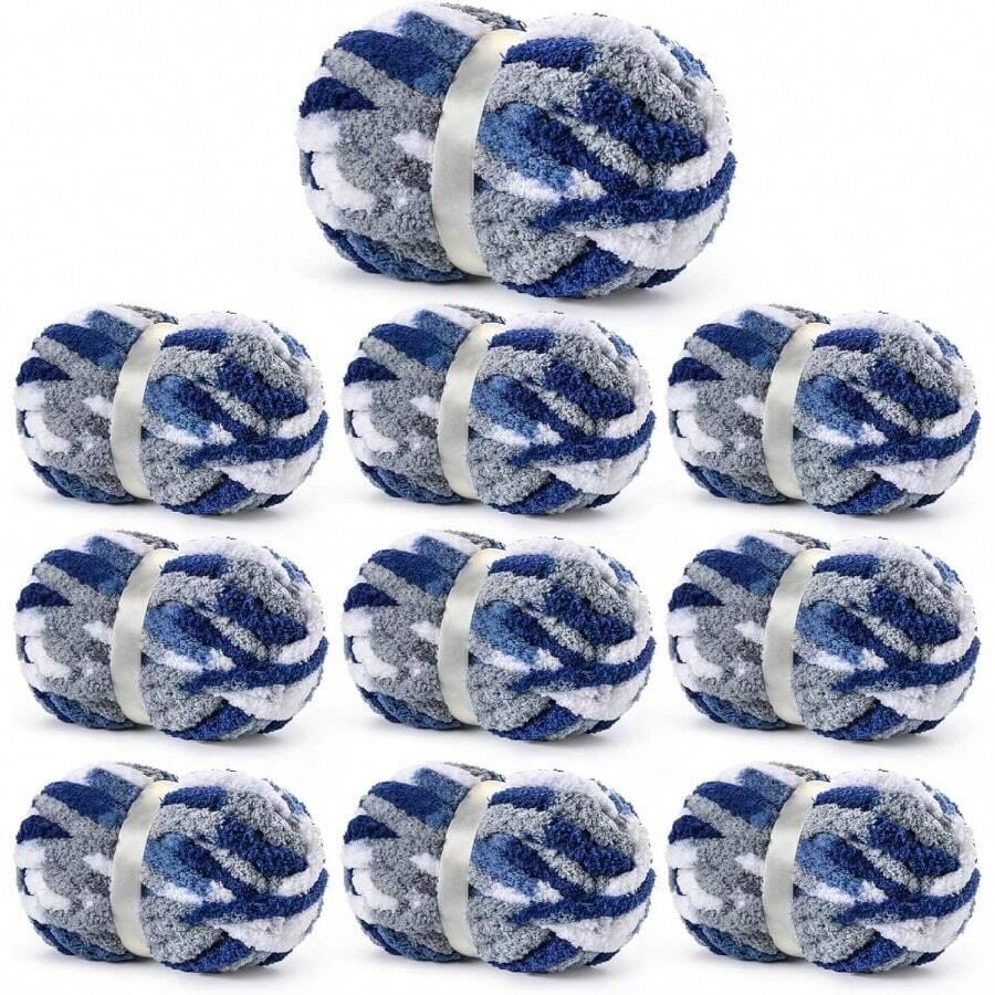 10 paquetes de hilo de chenilla esponjoso y grueso para ganchillo, hilo ...