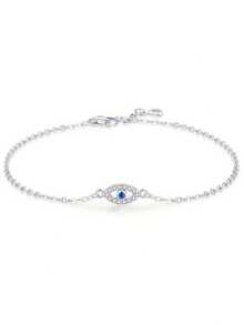 1pc S925 Sterling Silver Luxury Fully Paved Cubic Zirconia Devil's Eye ...