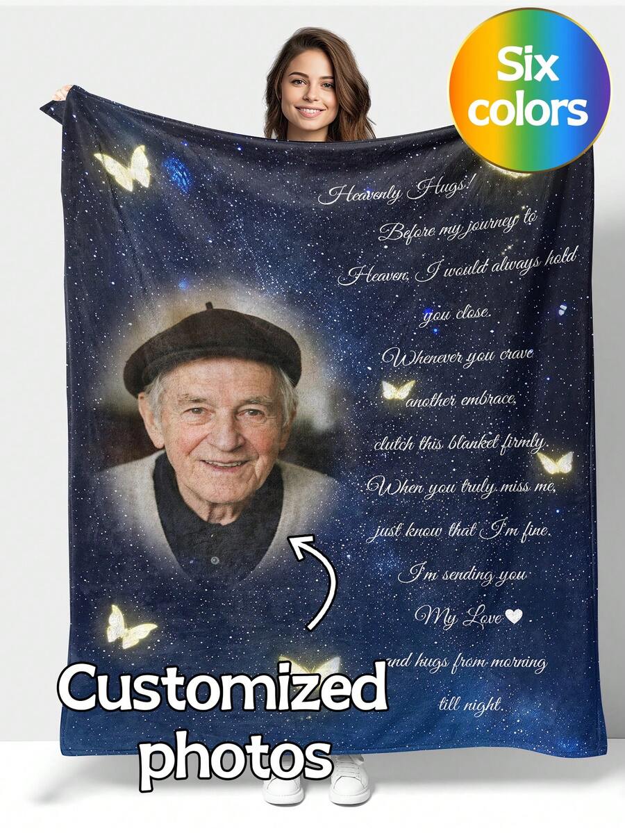 1pc Personalized Sympathy Memorial Photo Blanket - Custom Photo ...