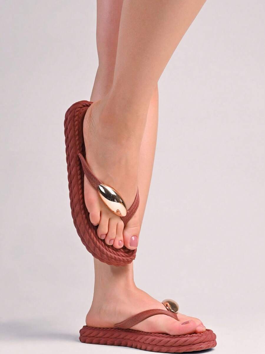 Women's Cloud Beach Flip Flops Casual Stone Oval Soft Comfort Style ...