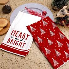 2pcs Pine Tree Star Pattern Dish Towels, 40x60cm, Soft Absorbent ...