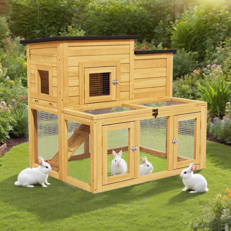 Outdoor Chicken Coops For 2-4 Chickens Wooden With Waterproof Asphalt ...
