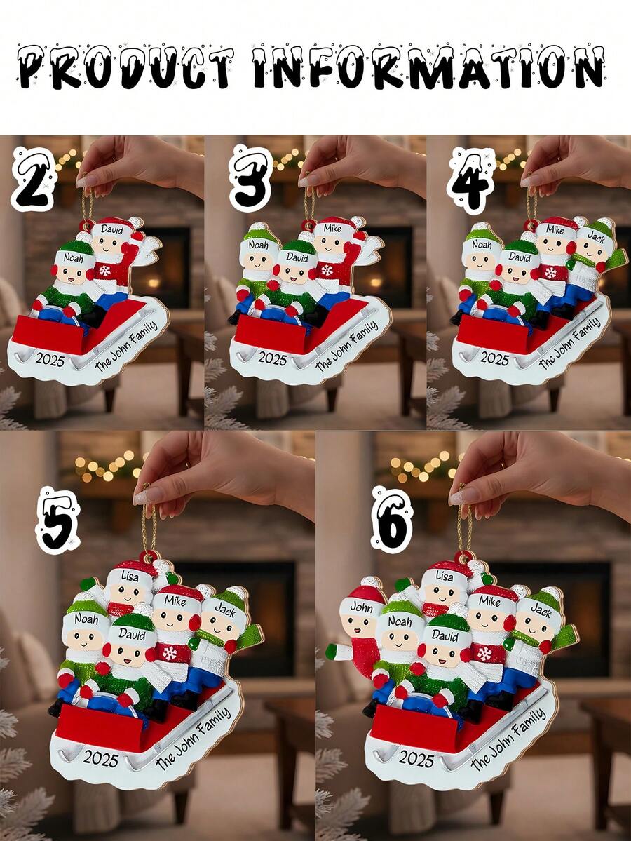 Adorno personalizado con nombre de familia Trineo personalizado con 2 a ...