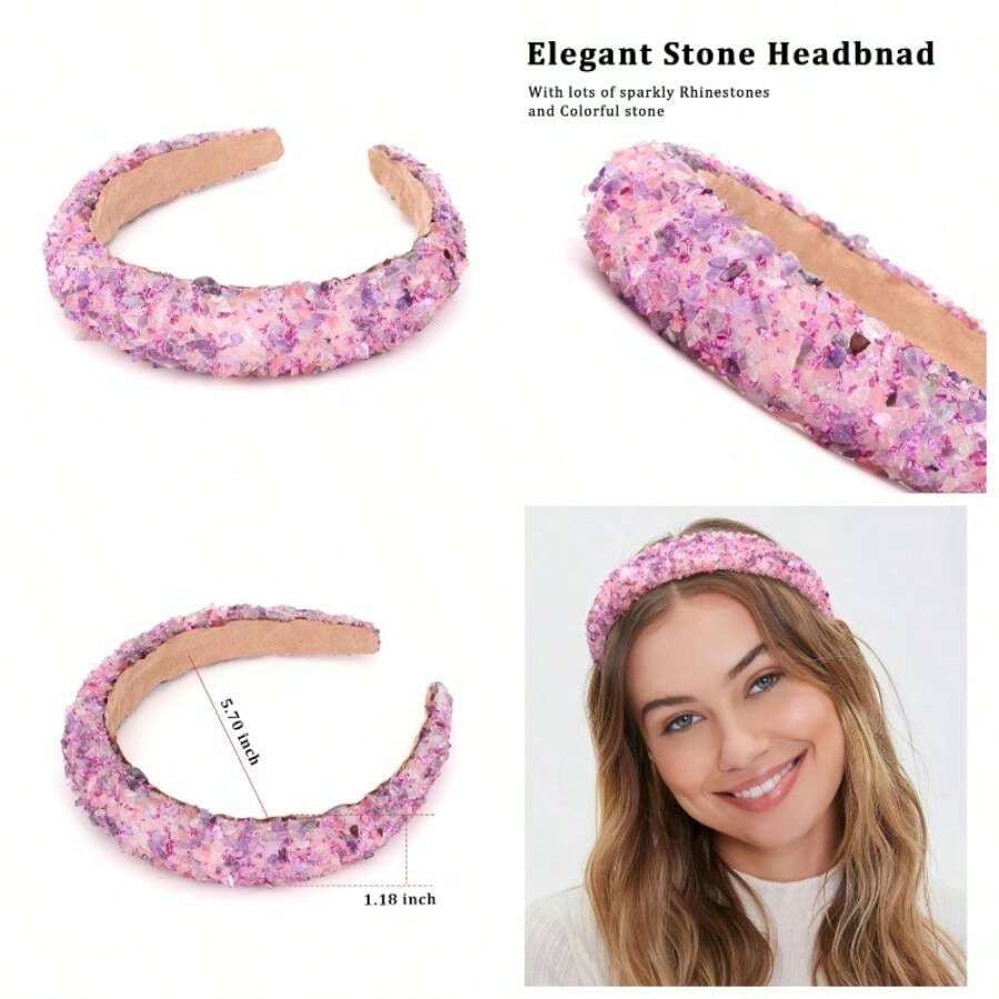 1PC Stone Headband Women Non Slip Band Purple Jeweled Hairband Fashion ...