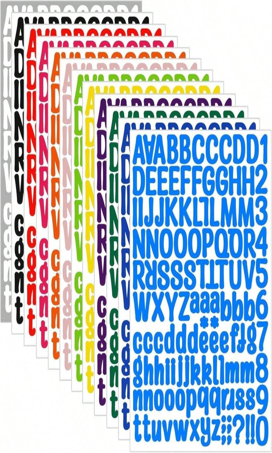 1512 Letter Stickers, 12 Sheets Alphabet Sticker, Vinyl Letters ...