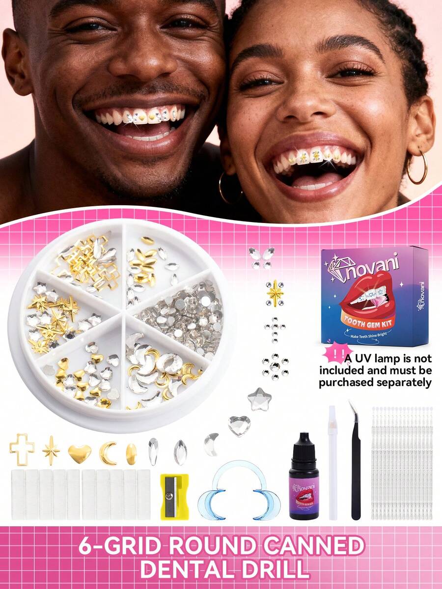 novani 240Pcs DIY Teeth Gems Kit(With Glue),Professional Tooth Gems ...