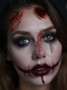 10 feuilles de tatouages de zombies, cicatrices de blessures réalistes ...