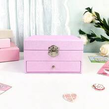 1pc Glitter Powder Square Music Box With Drawer, Paper Glitter Design ...
