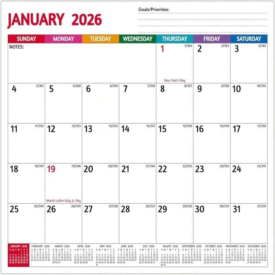 2026 Wall Calendar - 2026 Calendar, 1457 X 1142 In, Jan 2026 –Dec 2026 ...