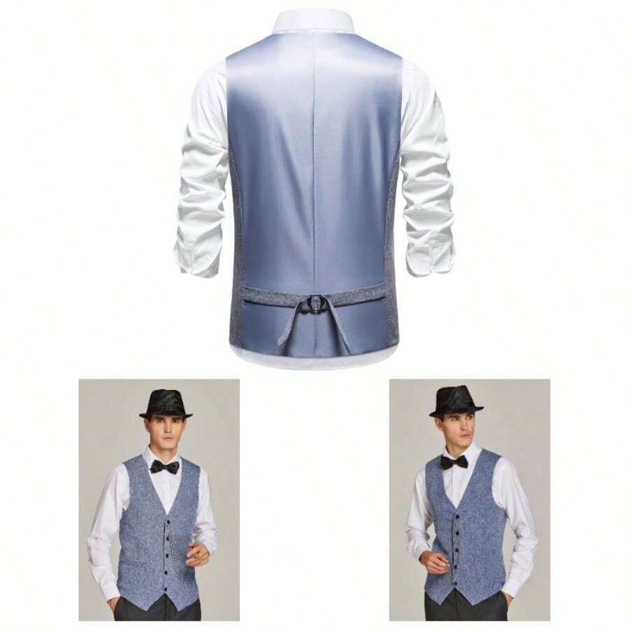 1920s Mens Costume Gatsby Gangster Vest Fedora Hat Suspenders Bow Tie ...