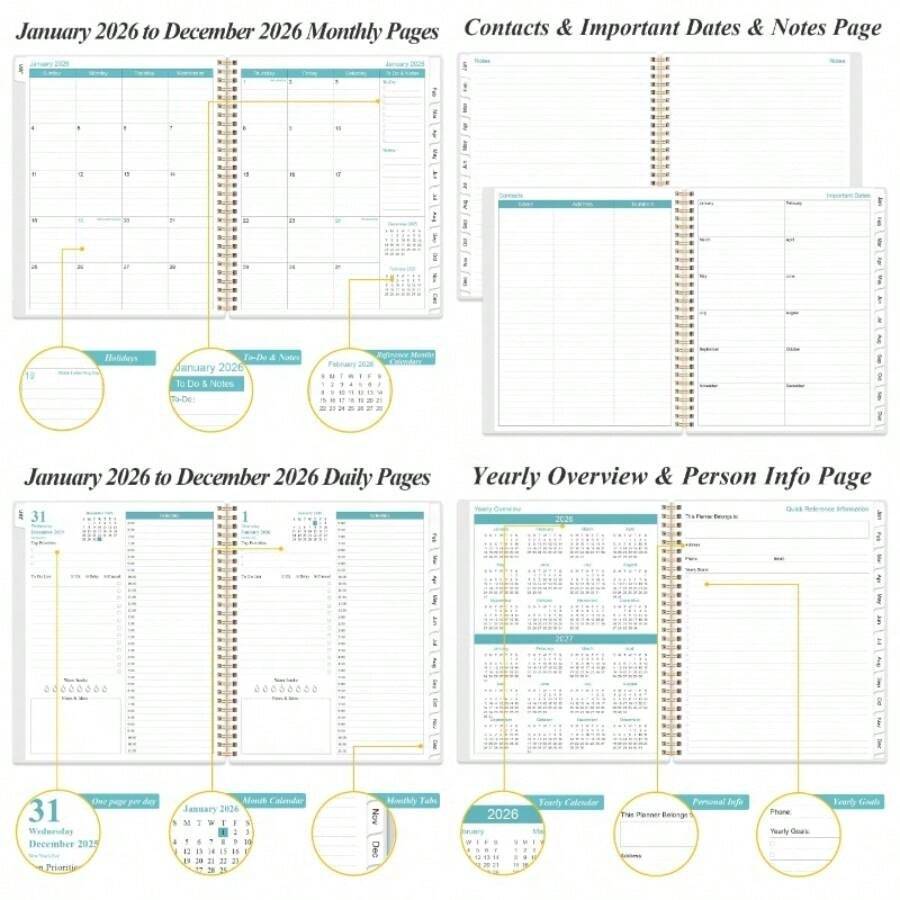 2026 Daily Monthly Planner - One Page Per Day, Daily Planner From ...