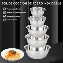 Juego de Tazones para Mezclar de 5 Piezas, Bowls de Acero Inoxidable ...
